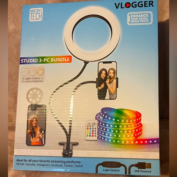 Vlogger | Other | Ring Light Vlogger Microtech 3 Piece Studio Bundle ...